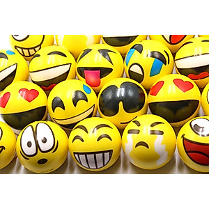 FIVOENDAR Set of 12 - Fun Face Stress Balls Cute Hand Wrist Stress Reliefs Squeeze Balls for Kids and Adults at School or Office Party Favors (Yellow Color Random Faces) (Latest)