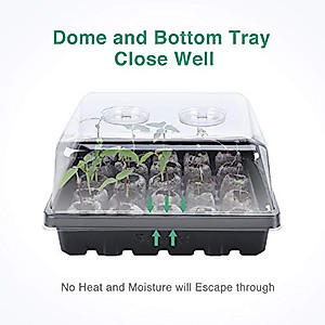[Thick Plastic] 4 Set Strong Seed Starter Tray with 4" Humidity Dome and Pellet Holder for 100 Jiffy 30mm, 36mm & 42mm Peat Pellets, Seed Starting, Germinating Propagating, Pellet Not Included