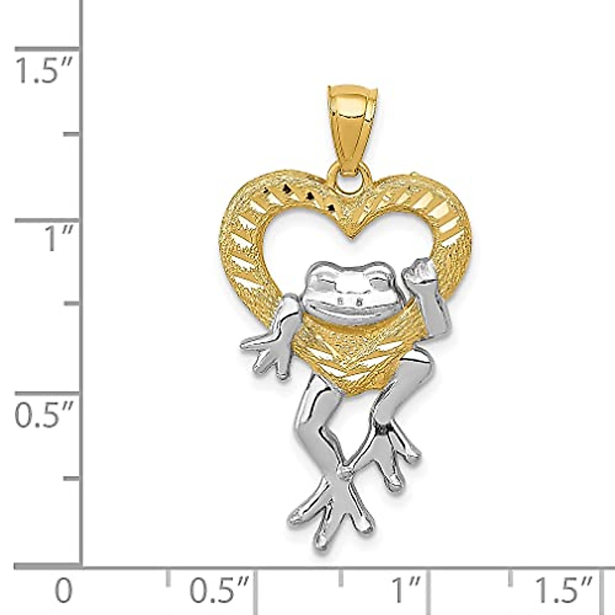 IceCarats 14K Yellow Gold Frog Heart Necklace Love Pendant Charm Only