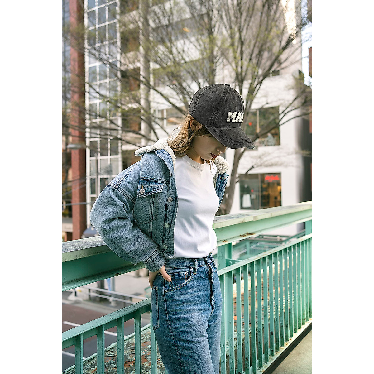 Waldeal Embroidered Mama Hat for Women, Gifts for Mom, Wife, Adjustable Washed Distressed Baseball Cap Black