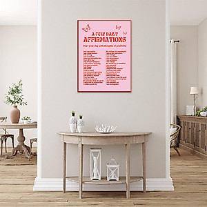 Lianxiaw Daily Affirmations Pink posters for room aesthetic，Trendy prints positive wall deco Vintage red butterfly poster.（12x16in Unframed）