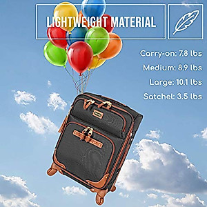 Steve Madden Luggage Set 4 Piece- Softside Expandable Lightweight Suitcase Set With 360 Spinner Wheels - Travel Set includes a Tote Bag, 20-Inch Carry on, 24 & 28 Inch Checked Suitcases (Black)