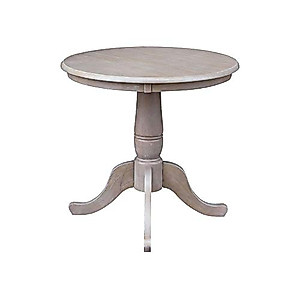 International Concepts 30" Round Top Pedestal Table-28.9" H, Washed Gray Taupe