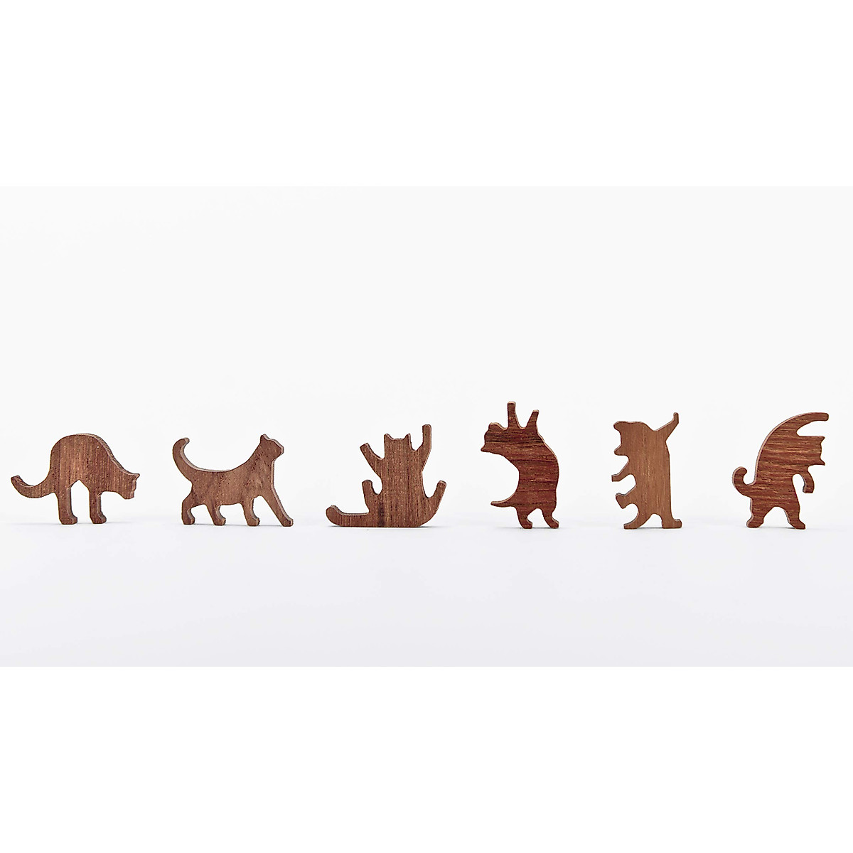 COMMA Wooden Cat Pile Set #3 (Green Thread, 6 Kittens)