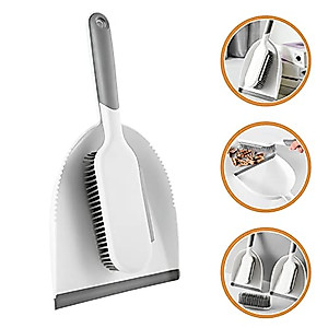 Cabilock 2sets Portable Floor Grey Brush Daily Table Desktop Tabletop Desk Necessity and Mini: Use Handle Countertop Pet Dustpan Sweeper Whisk Hand Kit Car Keyboard Nest Sofa