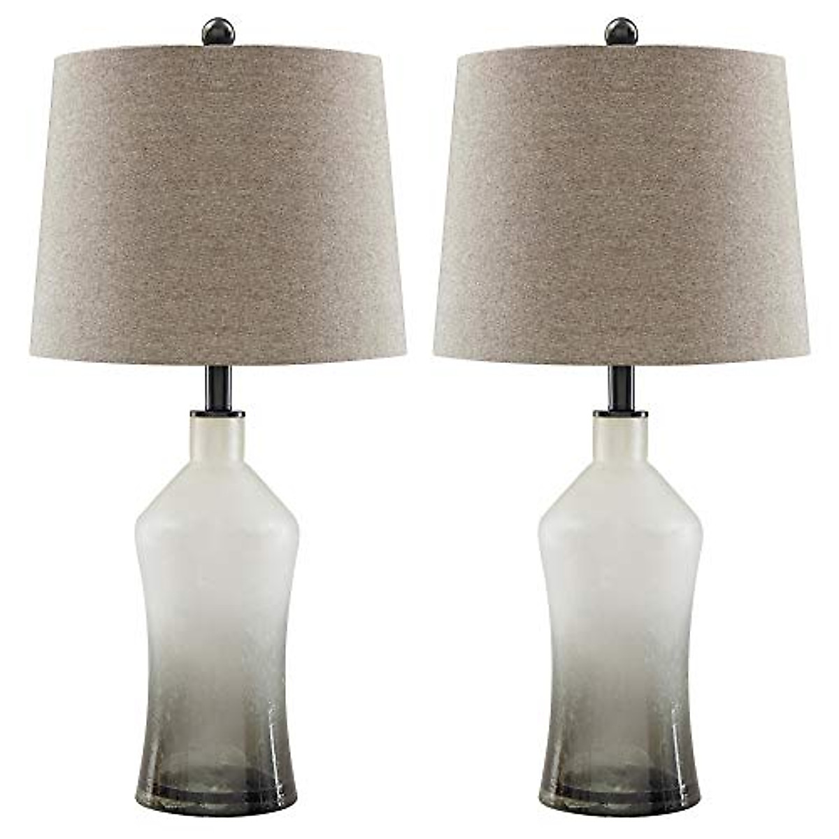 Signature Design by Ashley - Nollie Glass Table Lamps - Cloudy Bases - Set of 2 - Gray