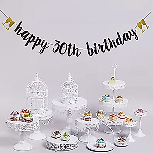 Happy 30th Birthday Banner,Pre-Strung, 30TH Birthday Party Garlands Bunting Sign Photo Props Backgrounds,30 Years Old Birthday Party Decorations Supplies,Letters Black,ABCpartyland