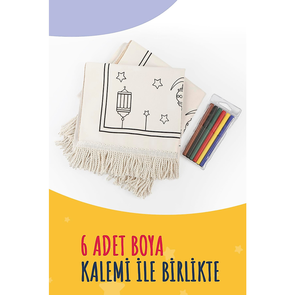 ihvan online, Kids Prayer Mat, Washable Painted Prayer Rug for Kids, Colourful Marker, Muslim Prayer Mala Beads, Soft Salah Travel Mat Carpet, Perfect Islamic Gifts for Kids, Blue