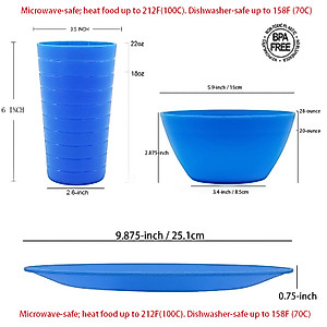 Plastic Dinnerware set, Unbreakable and Reusable Plastic Plate, Bowl and Tumbler | set of 18 Multicolor