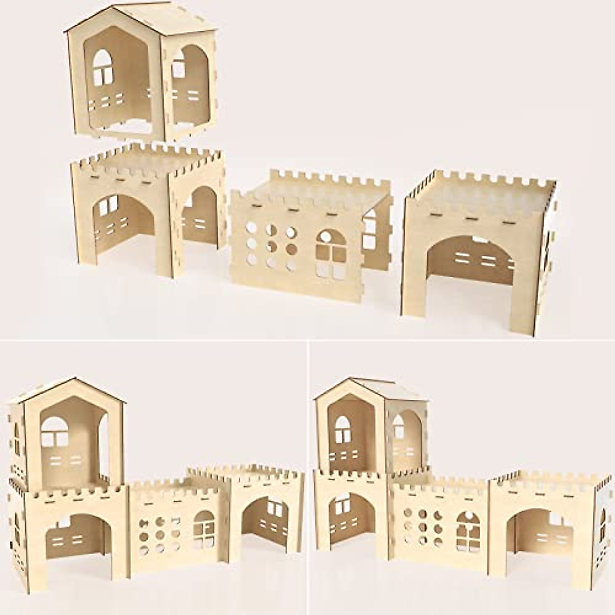 Woiworco Extra Large Rabbit Hideout, Wooden Rabbit Castle Bunny Spacious Breathable Hideouts for Indoor Bunnies, Hamsters and Guinea Pigs Hut to Hide