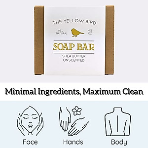 The Yellow Bird Unscented Soap Bar For Sensitive Skin. Handmade Face Soap that's Fragrance Free and Hypoallergenic. Natural, Vegan, and Organic Ingredients.