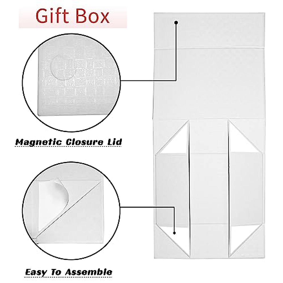 YINUOYOUJIA Gift Box14x9x4.5 Inches,Large Gift Box with Magnetic Closure Lid,Ribbon and Card,White Present Box for Birthady,Valentine's Day,Mother's Day,Christmas,Box DIY,Anniversary