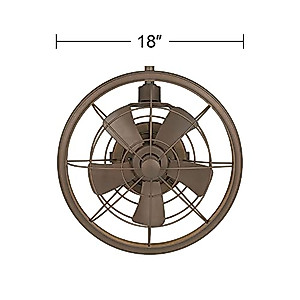 Casa Vieja 18" Big Sky Modern Industrial Indoor Outdoor Ceiling Fan Oil Rubbed Bronze Brown Cage Head Adjustable Damp Rated for Patio Exterior House Home Porch Gazebo Garage Barn