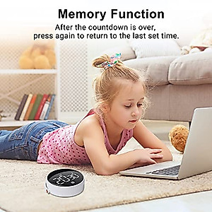 HOOMIL Timer, [Easy to use][Easy to Read] Kitchen Timer, Magnetic Digital Visual Timer, with Mute/Loud Alarm Switch Classroom Timer for Cooking, Baking, Sports, Games, Office - White