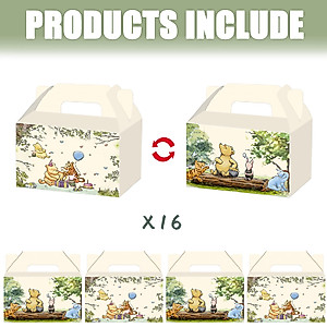 16 Pieces Classic Winnie Pooh Party Supplies, Winnie Pooh Baby Shower Decorations, Winnie Party Favor Boxes