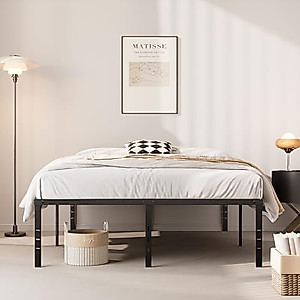 JTPTU 14 Inch Full Size Bed Frame,Metal Platform Bed Frame Full Size No Box Spring Needed, Noise Free,Heavy Duty Steel Slat Support, Easy Assembly,Non Slip Black Full Bed Frame