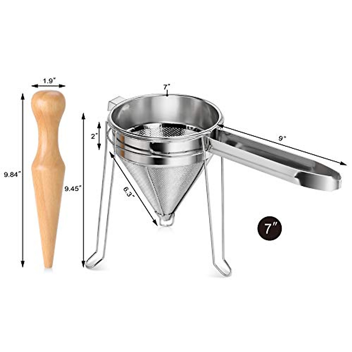 New Star Foodservice 42566 3-Piece Stainless Steel China Cap Strainer Set