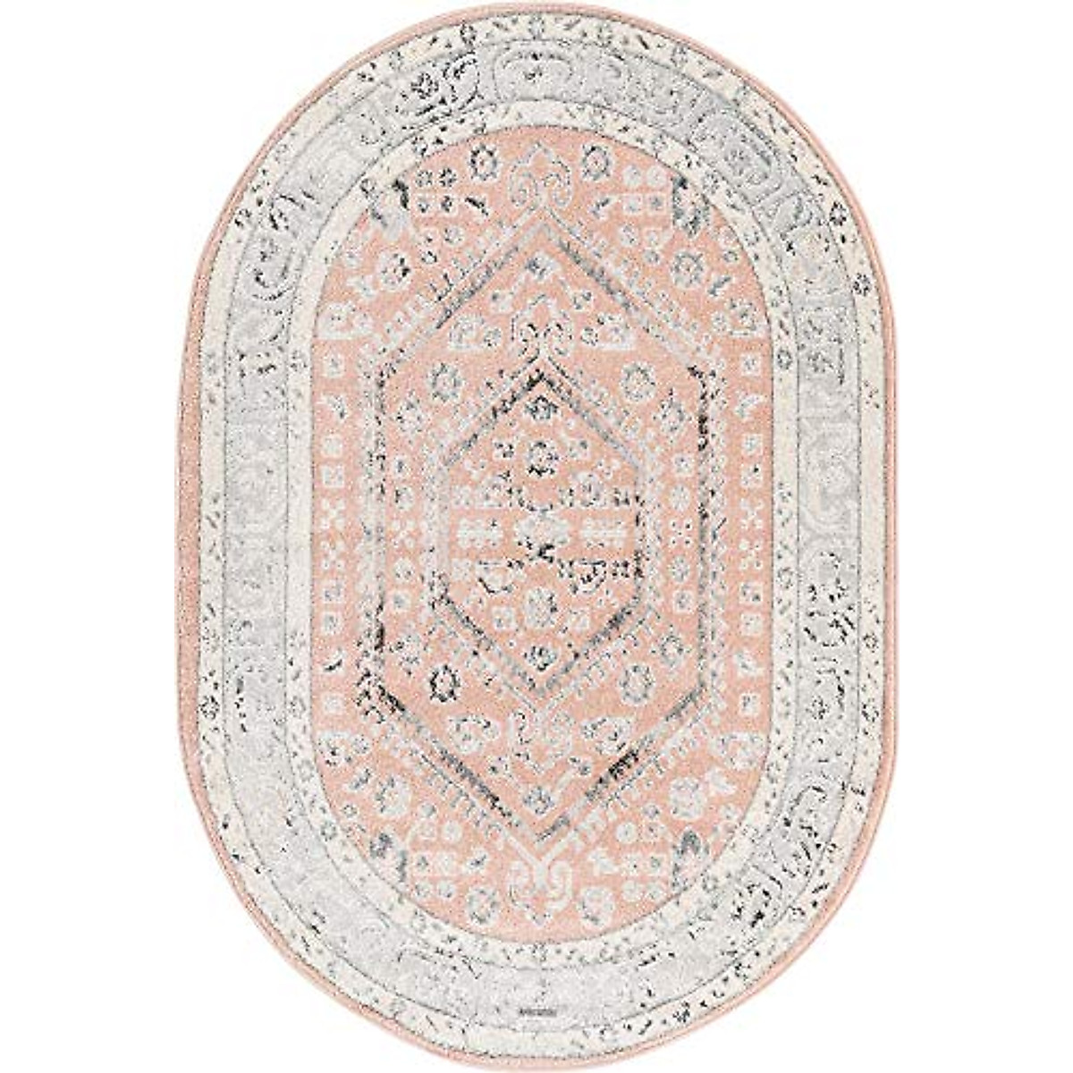 Rugs.com Aurelia Collection Rug – 4' x 6' Oval Rose Medium-Pile Rug Perfect for Living Rooms, Large Dining Rooms, Open Floorplans