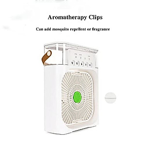 Portable Air Conditioners Fan, 4-IN-1 Personal Mini Cooling Unit with 3-Speeds, 5 Misting Holes, 7-Color Light, USB Handle, Auto Timer, Ideal for Room, Office, Travel (White)