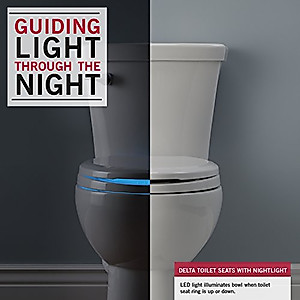 DELTA FAUCET Rubber Limited 803902-N-WH Sanborne Round Nightlight Toilet Seat with Slow Close and Quick-Release, White