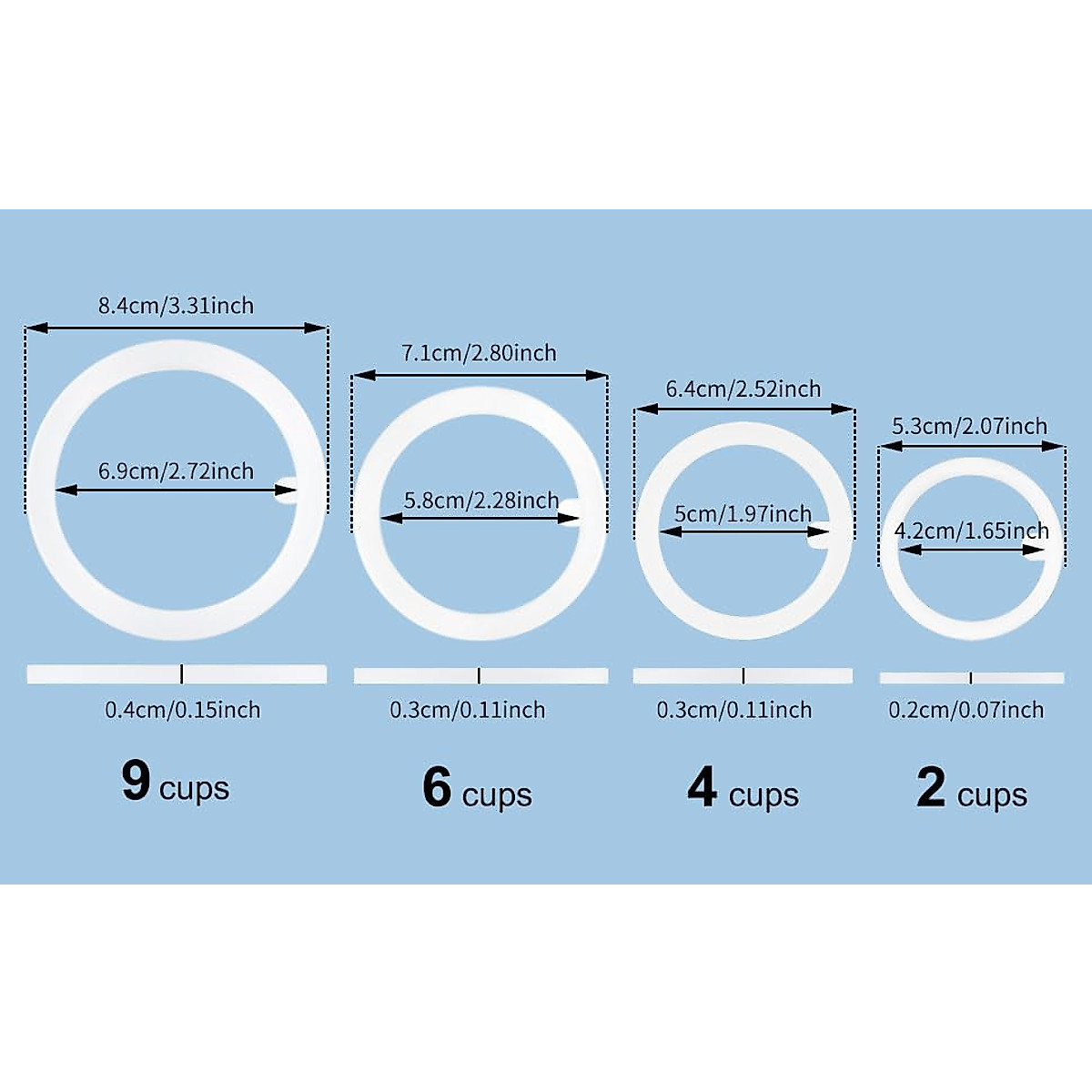 Sivaphe 6 Cups Stovetop Espresso Coffee Maker Replacement Parts Stainless Steel Moka Pot, 1 Filter and 3 Silicone Gasket Seals
