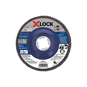 BOSCH FDX27450120 1-Piece 4-1/2 In. X-LOCK Flap Disc 120 Grit Compatible with 7/8 In. Arbor Type 27 for Applications in Metal Blending and Grinding