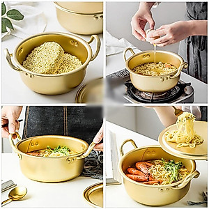 Korean Style Ramen Noodles Pot Aluminum Soup Pot with Lid Kitchen Tools Fast Cooking Pot Noodle Pot(14CM)