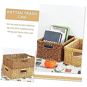 HOMOCONO Storage Basket Toilet Tank Basket Baskets for Food Container Basket for Toys Desktop Finishing Basket Toy Storage Bin Wicker Baskets Condiments Containers Keychain Holder Pp Brown