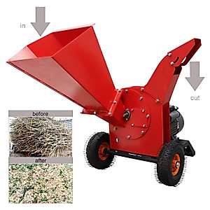 TECHTONGDA Electric Wood Chipper Shredder Mulcher Branch Crusher for Corn Straw Grass Fruit Trees Hand Pushed Multifunctional Garden 220V