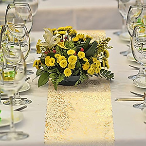 3 Pieces Gold Table Runner Metallic Glitter Table Cloths Roll Rectangle Polyester for Centerpieces Birthday Wedding Home Decor(12 x 84 Inch)