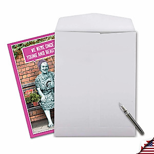 NobleWorks - Big Funny Birthday Greeting Card 8.5 x 11 Inch with Envelope (1 Pack) Large Jumbo Bday Card for Women Young and Beautiful J3635BDG