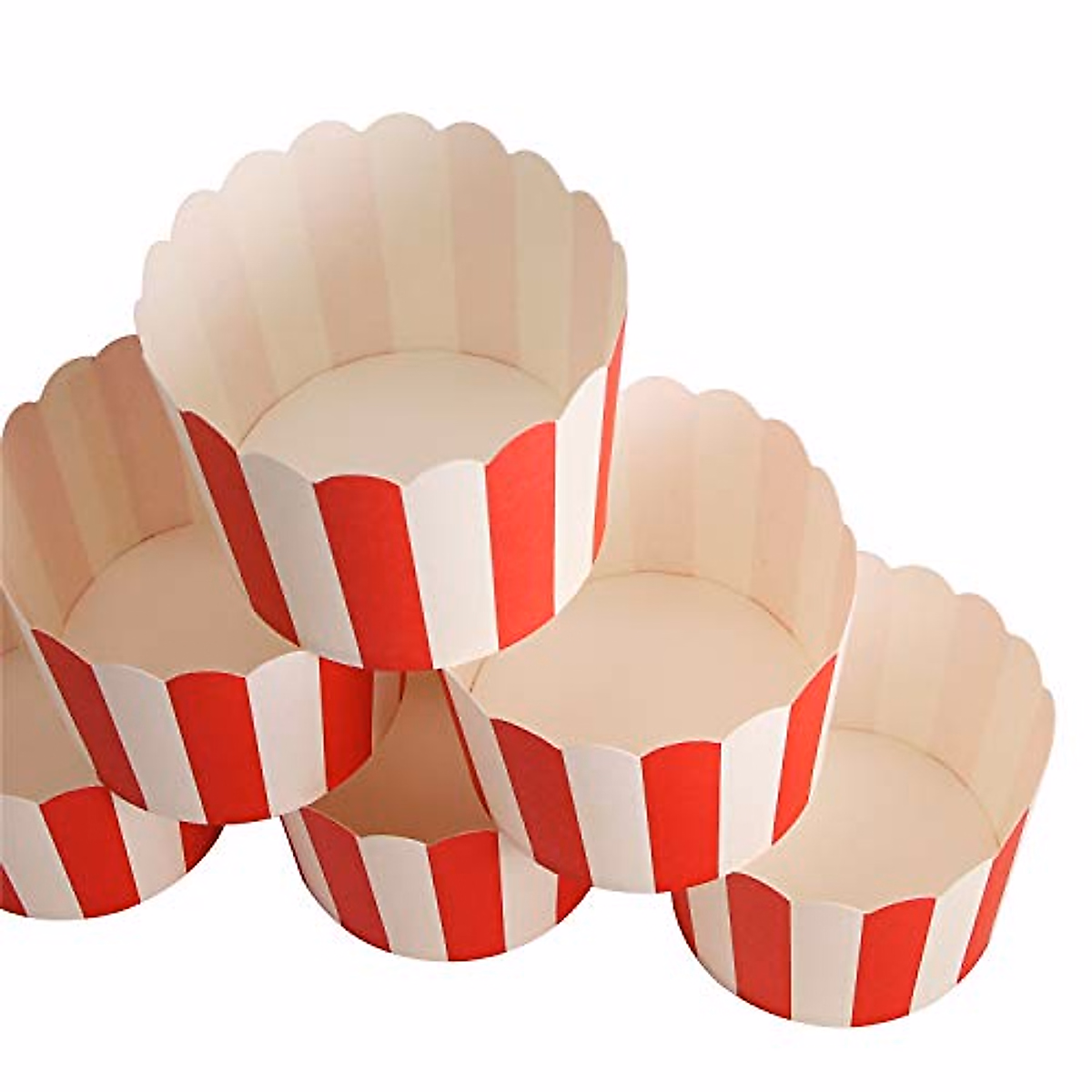 50-Pack Muffin Cups Baking Paper Cup Cupcake Muffins Liners Red and White Stripes Baking Cups, Bottom Dia 2.3 Inch