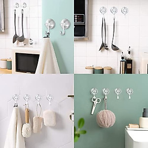 HEILONG Suction Cup Hooks, 4 Pack Small Clear Detachable Suction Cups for Glass Doors, Glass Windows, Kitchen Bathroom Shower Wall Suction Hangers for Towels Kitchen Utensils Wall Hooks, Yellow