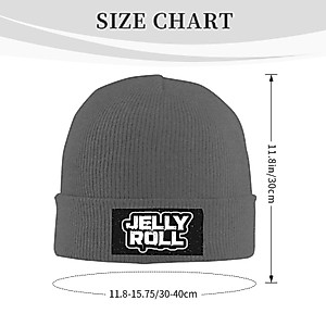 Jelly Rapper Singer Roll Beanies for Men&#039;s Womens Teens - Casual Unisex Aldult Cuffed Skull Knit Hat Knitted Winter Hat Classic Breathable Sleep Hats for Workout Gaming Deep Heather