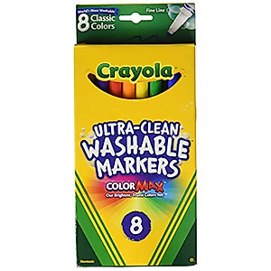 Crayola Ultra-Clean Washable Markers, Color Max, Fine Line Classic Colors 8 Ea