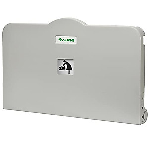 Alpine Wall Mounted Baby Changing Station - Horizontal Baby Changing Table Foldable Diaper Tables with Safety Strap for Commercial Bathroom, ADA Compliant (Hardware Included) White Gray