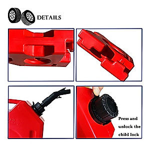 TARKII 2-Gallon Gasoline Container, Red Fuel Can for Vehicles,Portable Gas Tank with 2G Capacity