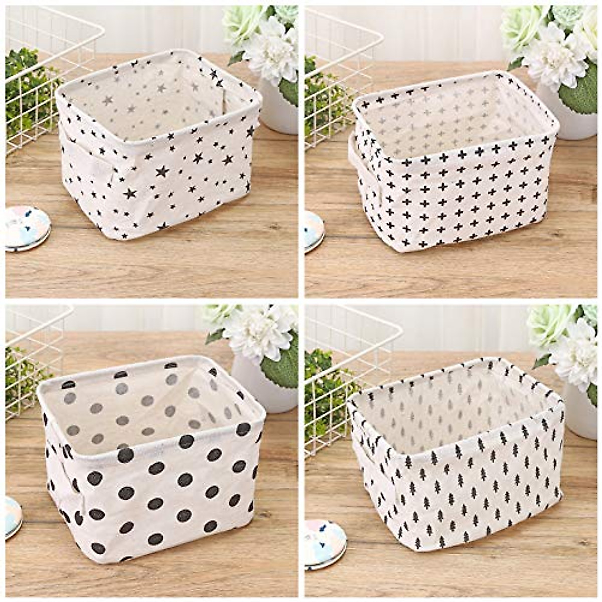 HomeDo Foldable Storage Cube Basket Bins Organizer for Kids Room, Bathroom, Nursery Shelf Basket, Desks, Baby Gift Baskets for Toys, Books, Socks, Makeup, Clothes (Black-4Pack, 8.5"x5.2"x6.5")
