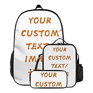 JQKPOKE Custom Backpack for Boys Girls Add Your Name School Bag Teens Rucksack Set Lunch Bag Pencil Case Elementary Bookbag Cute Animal 3-Pcs