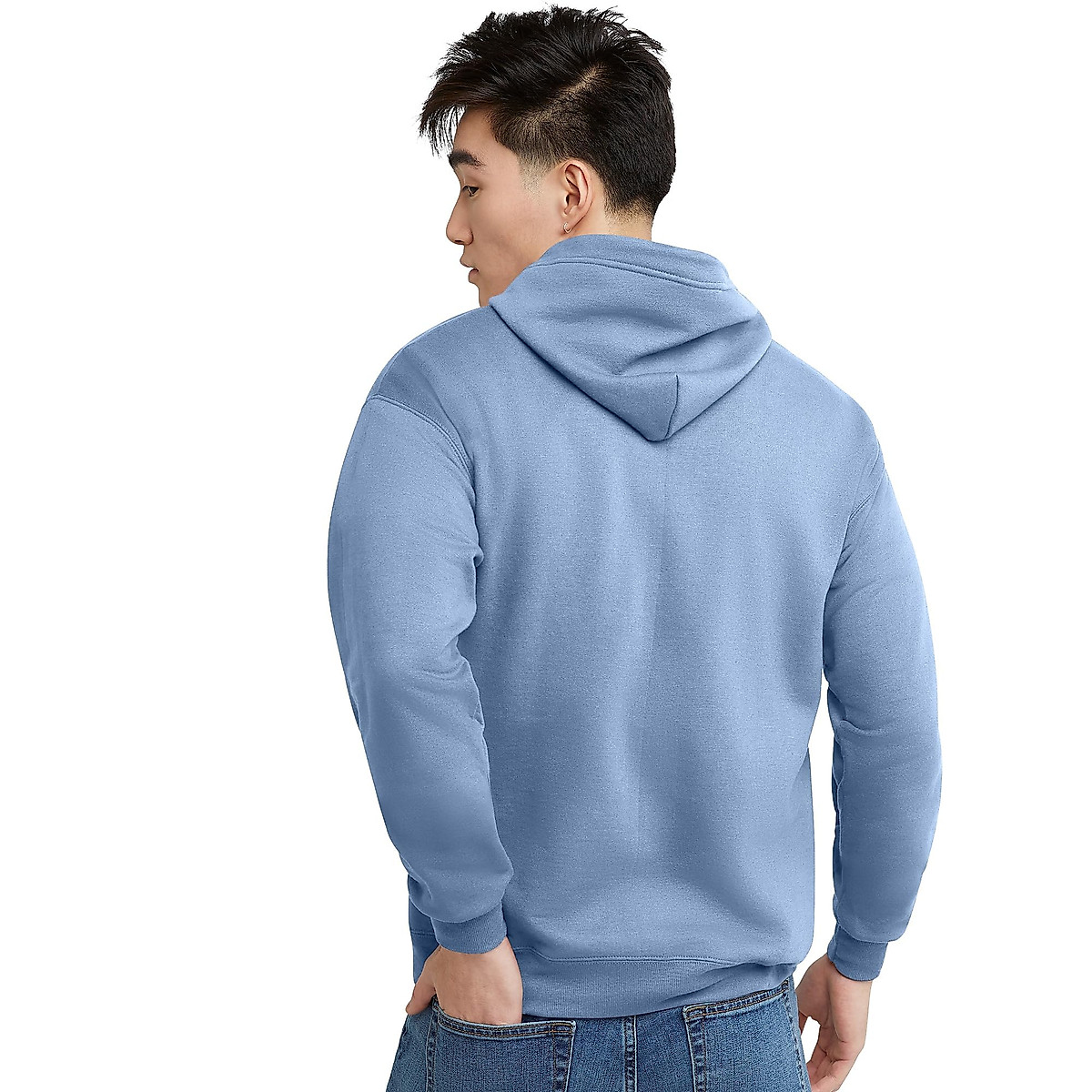 Hanes Mens Hoodie, Ecosmart Fleece Full-zip Zip-up Hooded Sweatshirt For Athletic-hoodies, Light Blue, Medium US