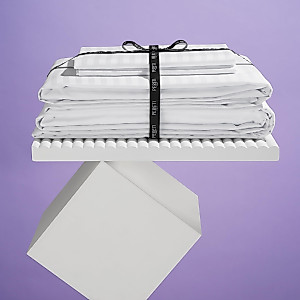 Pereti Italian Queen Sheet Set, 100% Cotton Sheets, Long Staple Satin Sheets Set, 4 Pc Queen Size Bed Sheets Set, Bedding Set, Luxury Hotel Sheets with Deep Pockets - Made in Italy