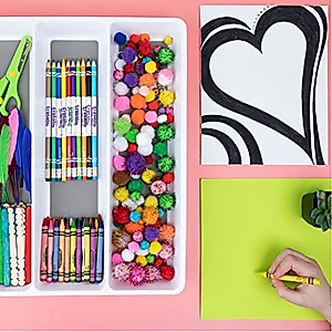 LIVORINI Kitchen Utensils Organizer | Utensil Tray Holder | Large Non-Slip Cutlery Drawer Organizer, 3 Compartment Multi-Purpose Home Organization, White & Grey