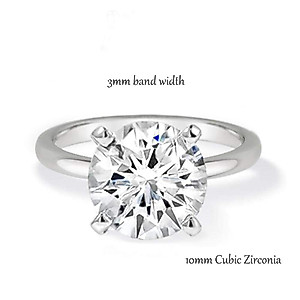 Samie Collection 4 Carat Round Brilliant Simulated Diamond CZ Solitaire Engagement Rings for Women, Classic Wedding Ring, White Gold Finish, Size 6