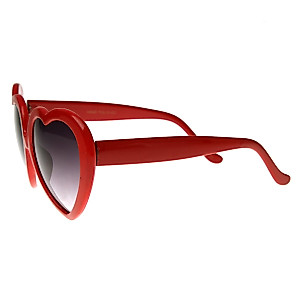 zeroUV Large Oversized Womens Heart Shaped Sunglasses Cute Love Fashion Eyewear (Red)
