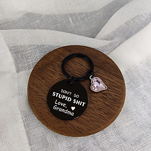 Funny Birthday Gifts for Grandson Granddaughter from Grandma Don't Do Stupid Keychain Funny Sarcasm Gift for Women Men Friend Teenager Boy Girl Humor Gag Gifts Grandma to Kid Stocking Stuffer