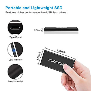 KOOTION External SSD 250GB Portable SSD High-Speed Solid State Drive, Read up to 500MB/s & Write up to 450MB/s