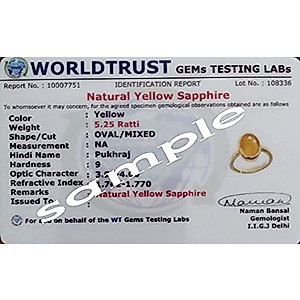 7.10 Carat Certified Unheated Untreatet AAA++ Quality Natural Gold Plated and Yellow Sapphire Astrological Ring for Unisex