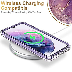 Esdot for Samsung Galaxy S21 Plus Case,Military Grade Passing 21ft Drop Test,Rugged Cover with Fashionable Designs for Women Girls,Protective Phone Case for Galaxy S21 Plus 6.7" Glitter Purple Marble