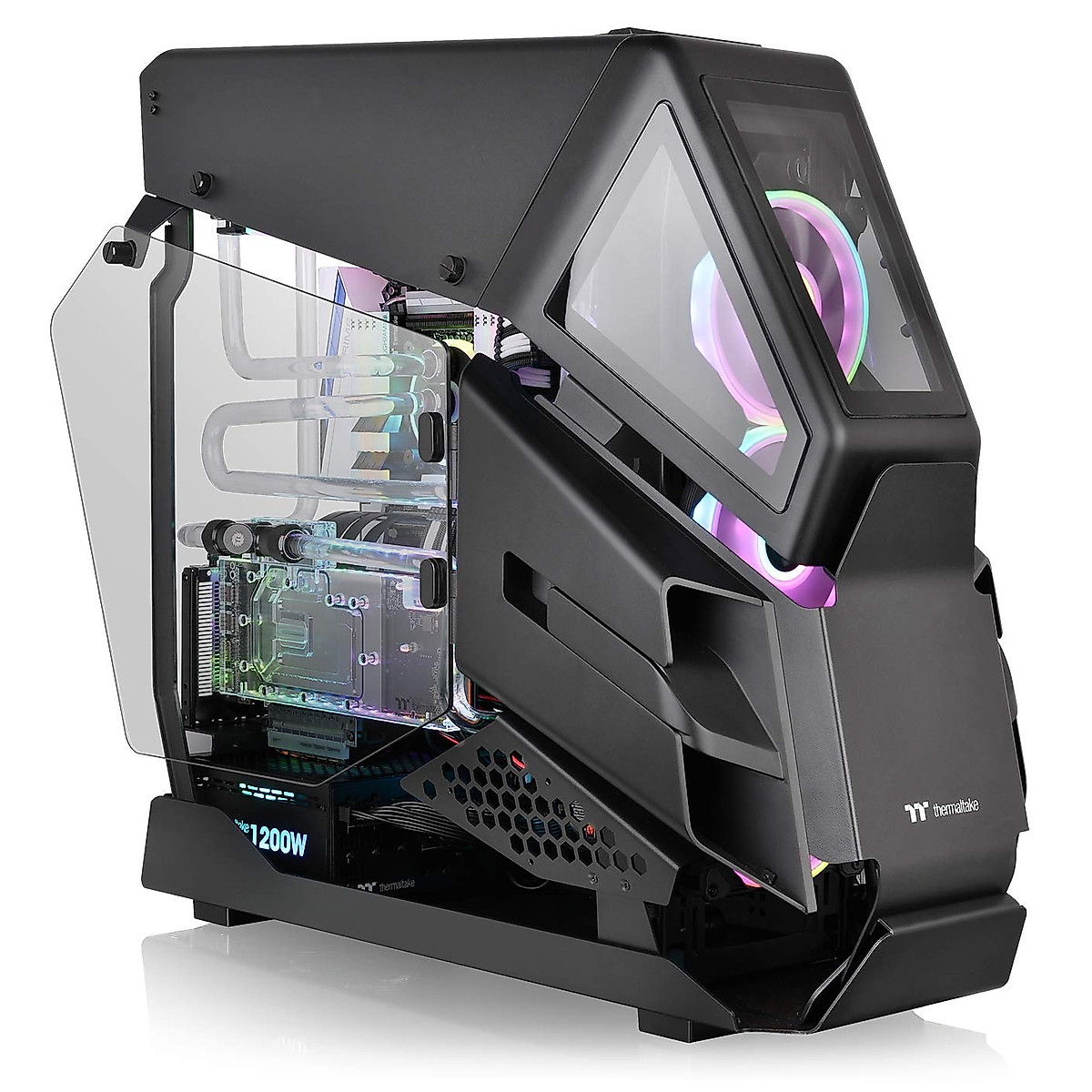 Thermaltake AH T600 Helicopter Styled Open Frame Tempered Glass Swing Door E-ATX Full Tower Case CA-1Q4-00M1WN-00