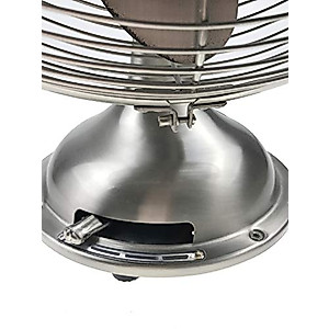 HUNTER 90400z All Metal Retro Table Fan - Powerful 3 Speeds and Smooth Oscillation, 12", Brushed Nickel
